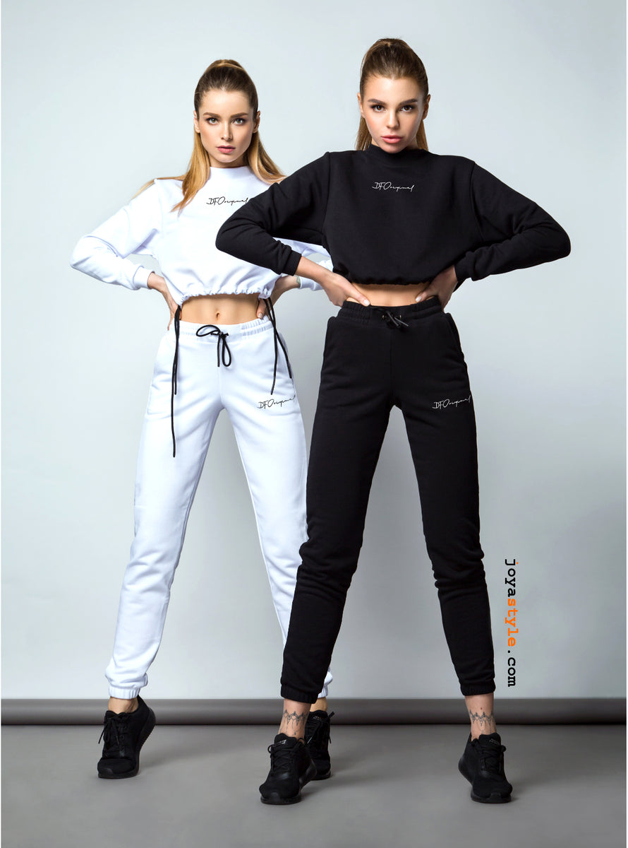 Jogger Light Belly White Athlete Women's Tracksuit Set – Joya Style